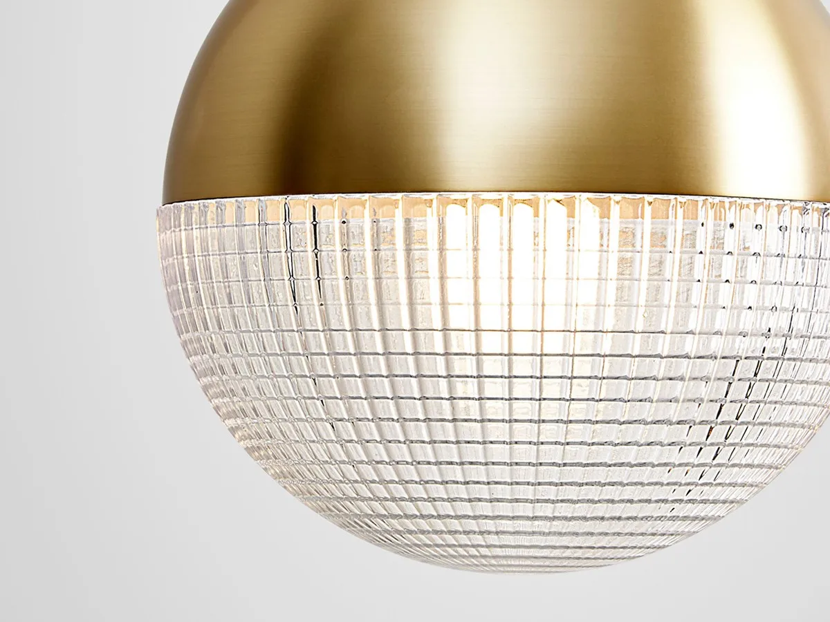 Minimalist Metal Glass Globe LED Hanging Light Golden Black Bedroom ...