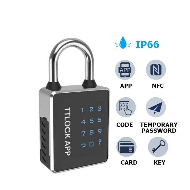 Waterproof 50mm RFID Smart Padlock with Keypad & App Control