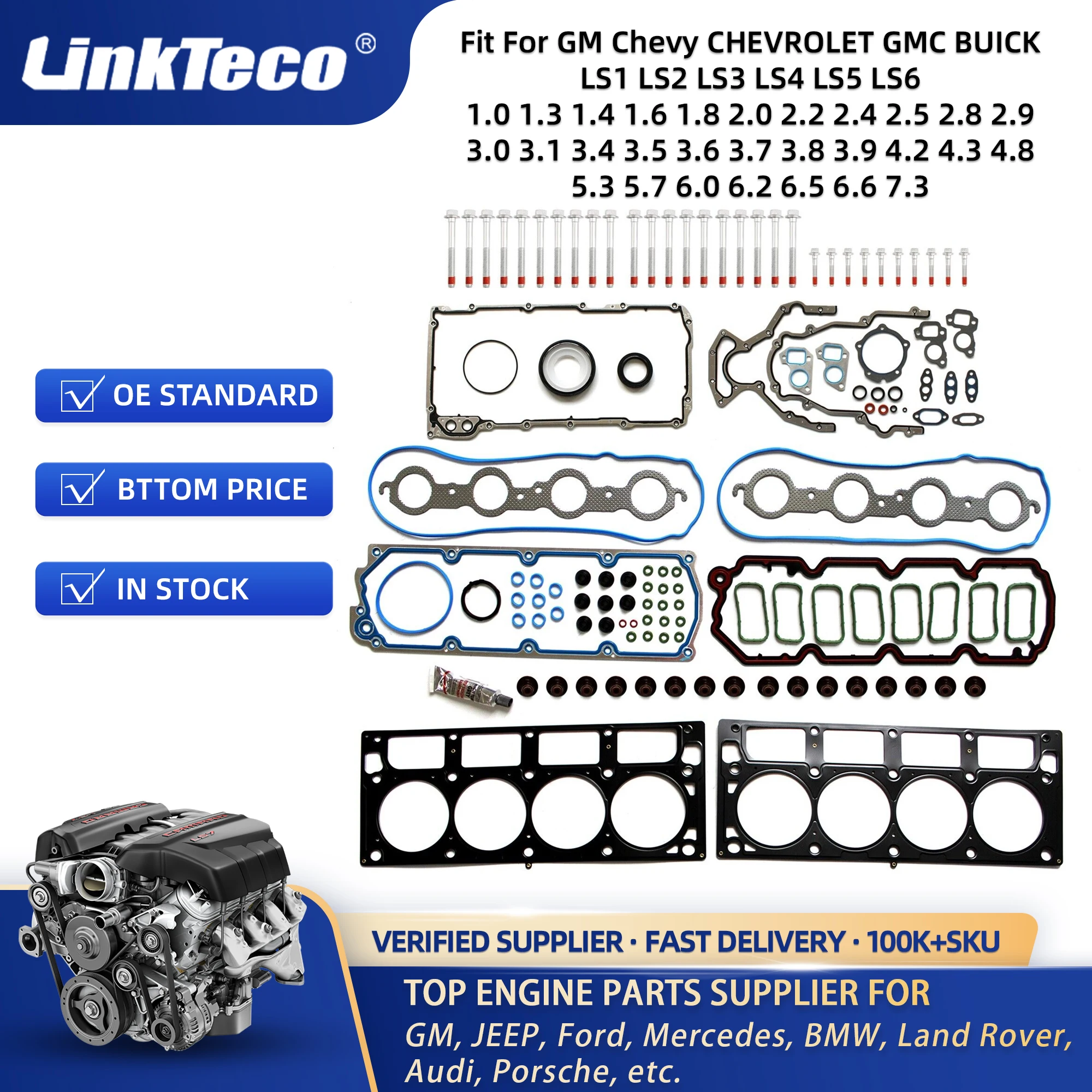 Linkteco OEM Full Gasket Kit Set for GM Chevrolet Buick Cadillac Ecotec ...