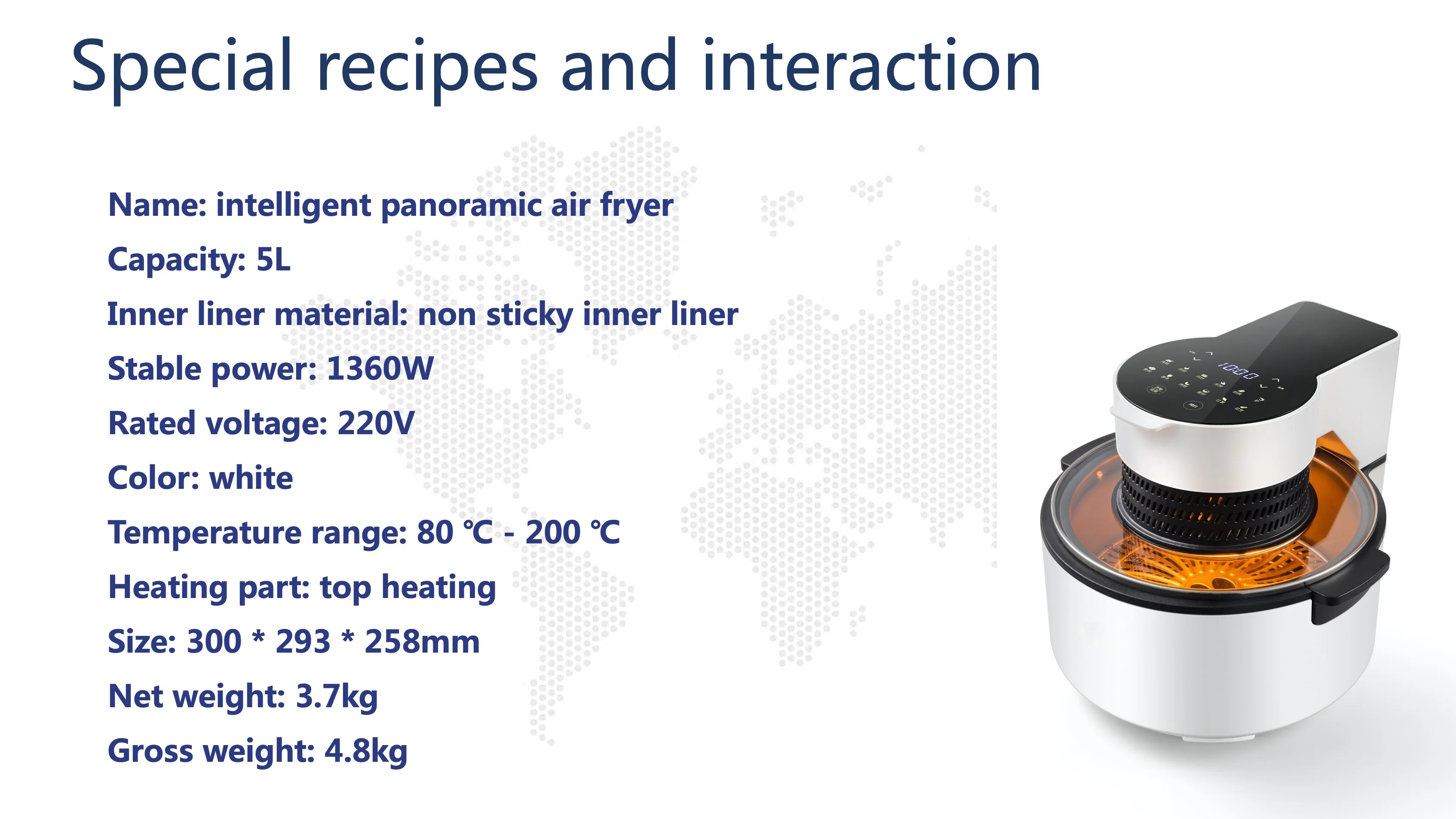 Ai Air Fryer Intelligence Automatic Weighing Set Temperature Time Touch ...