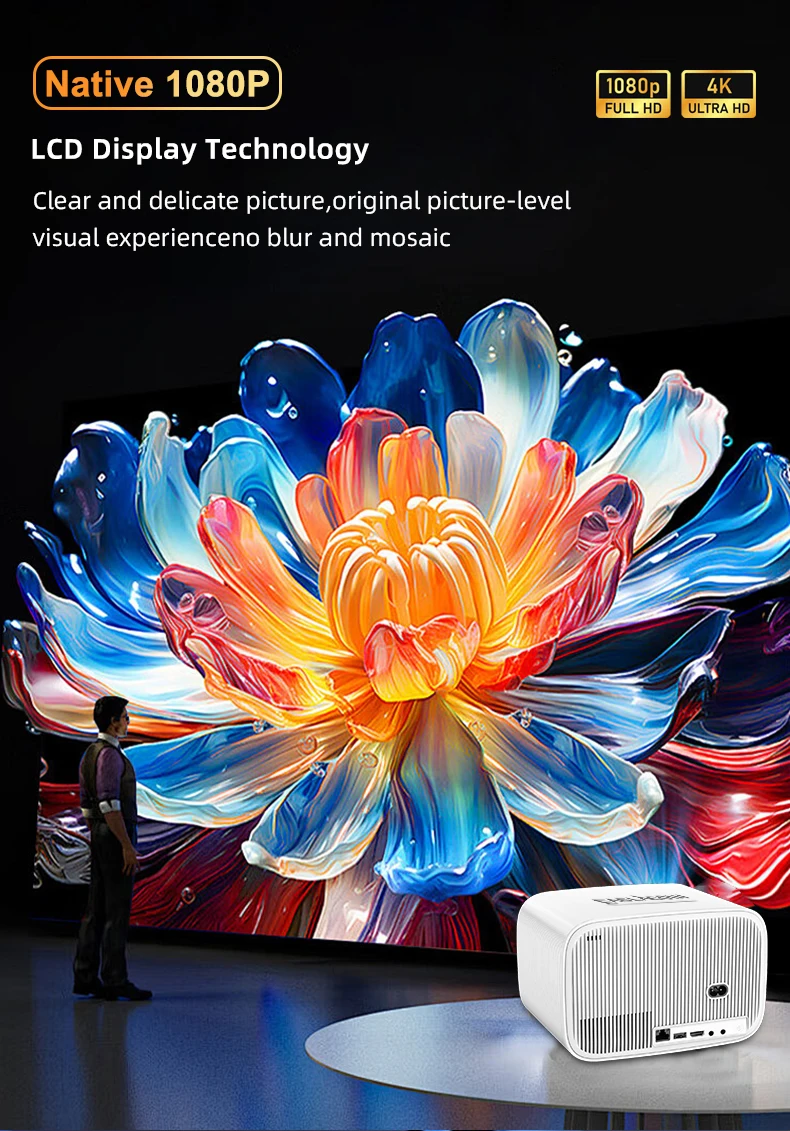 4K Mini Android Portable Projector H5 Pro - Home Theater