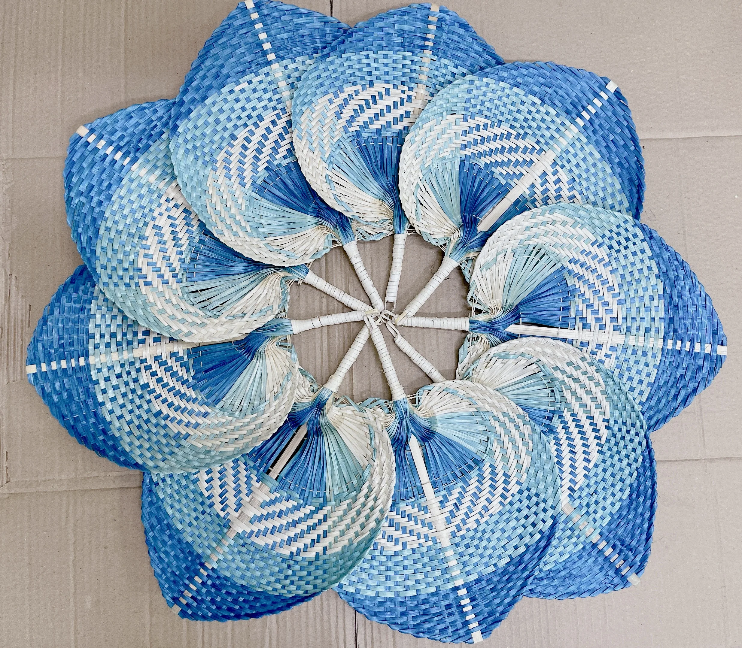 Palm Leaf Bamboo Raffia Fans Summer Hand Fans For Party Supplies ...