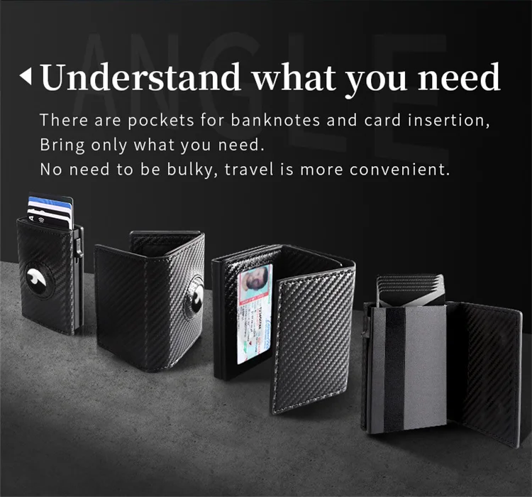 Smart Carbon Fiber Wallet with Microfiber Magnetic Cardholder