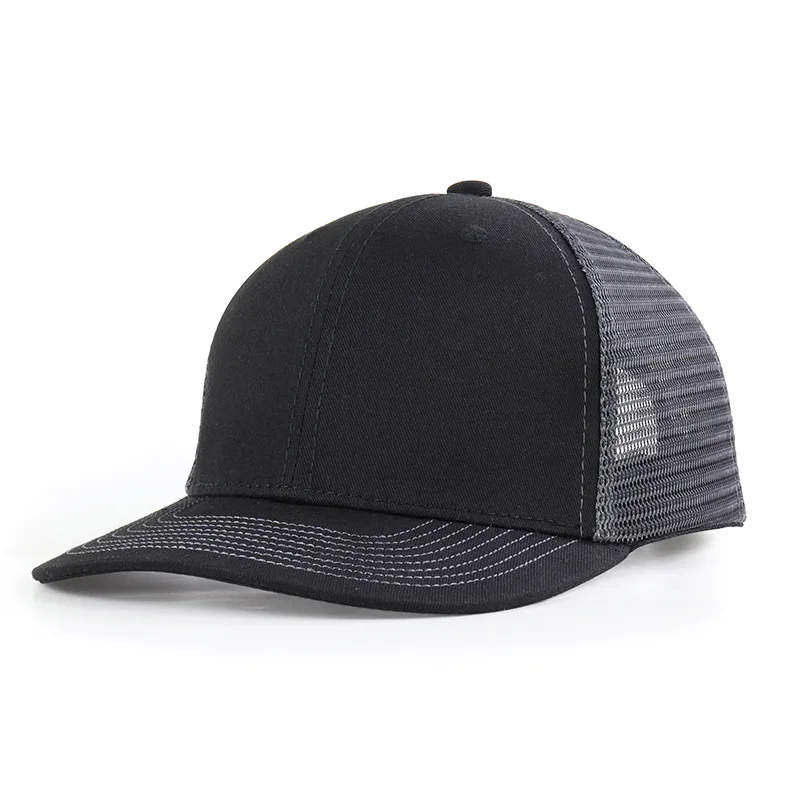 100% Cotton Flat Brim Snapback Hat Plain Grey Mesh Fabric for Sports ...