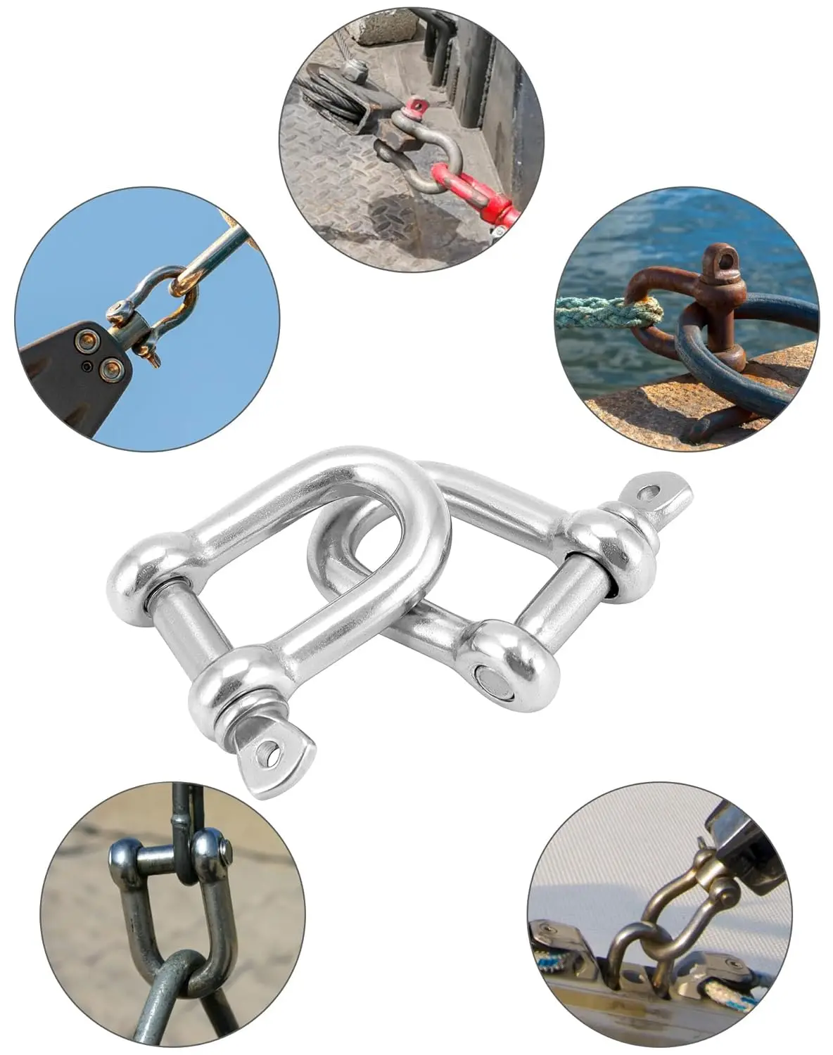 Marine Grade Stainless Steel 316 Stamped Shackle Anchor Width D Shackle ...