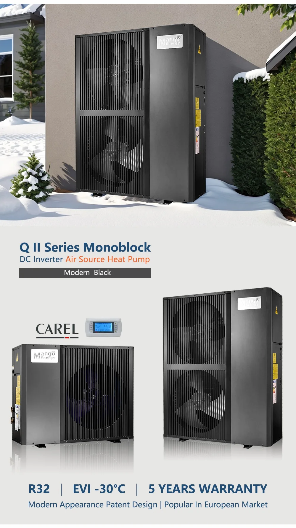 Mango Heating R410a R32 Air Source Heatpump Pompa Ciepla 8kw 10kw 16kw 20kw Evi Dc Inverter Air ...