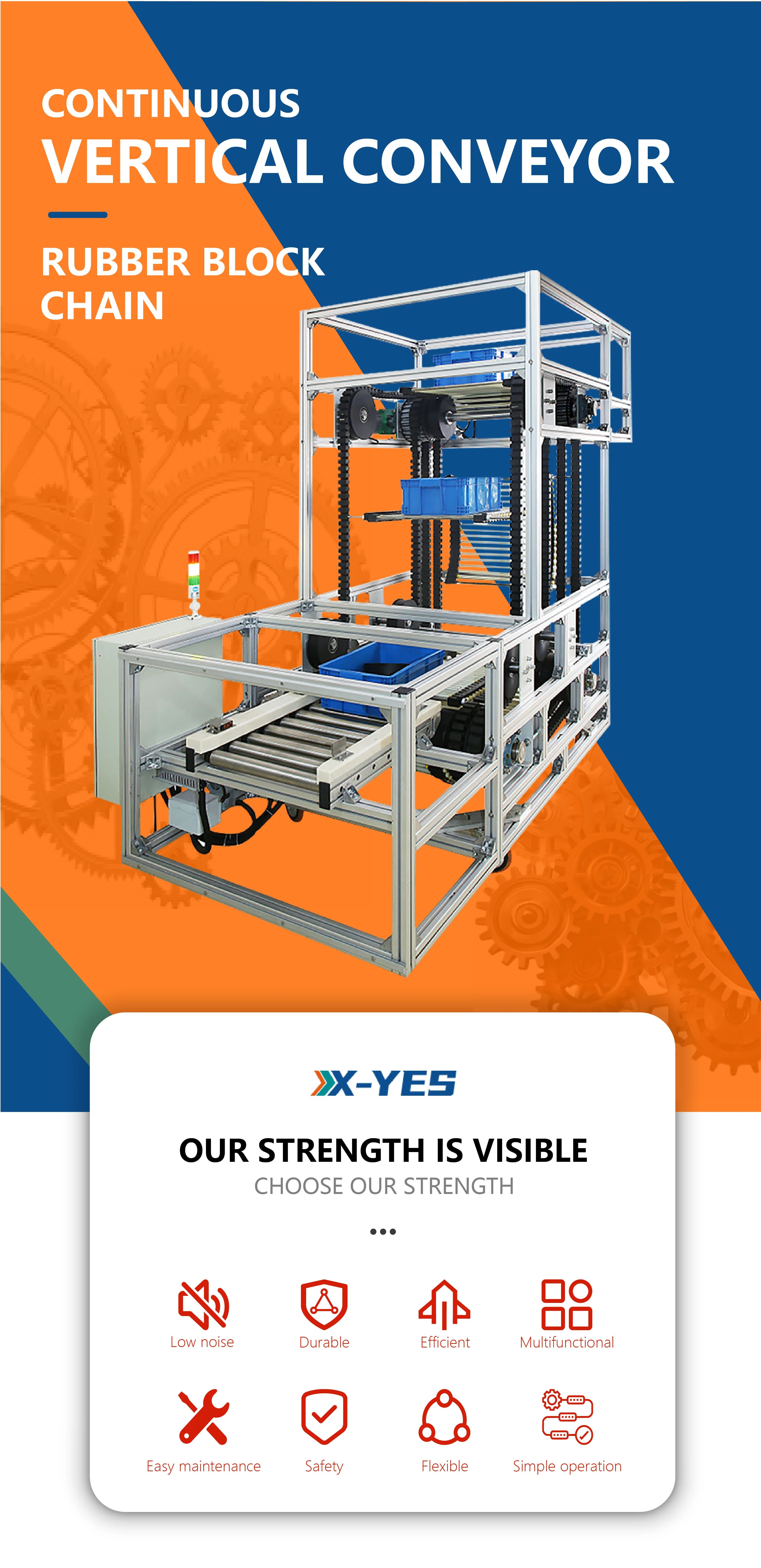 X-yes Products Continuous Vertical Lifting Chain Conveyor For Pallets ...