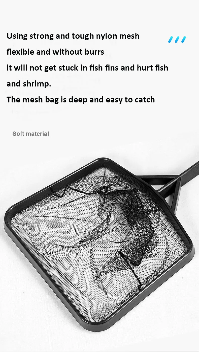Abs Plastic Goldfish Fish Net Portable Long Handle Square Aquarium Fish ...