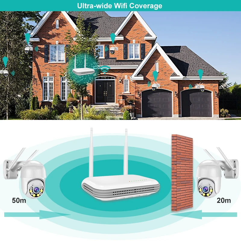 8CH Mini NVR Set Wireless CCTV System AI 3MP HD Audio PTZ