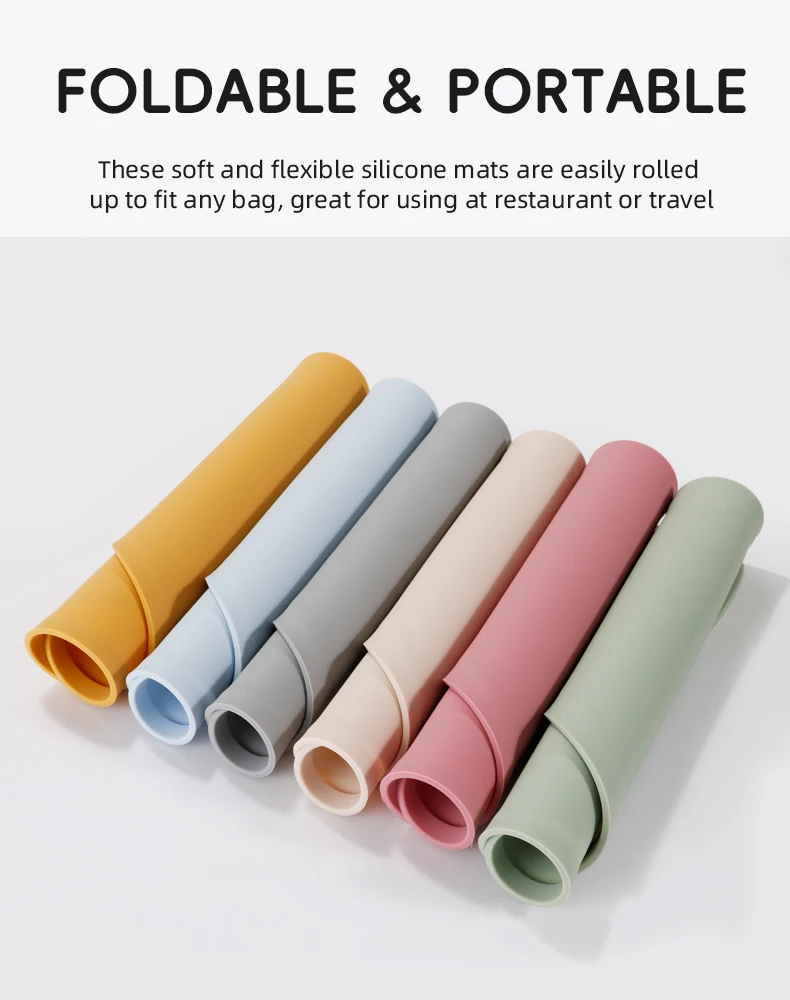 Silicone Placemat Semicircle Round Feeding Mat Table Mat Silicone Place ...