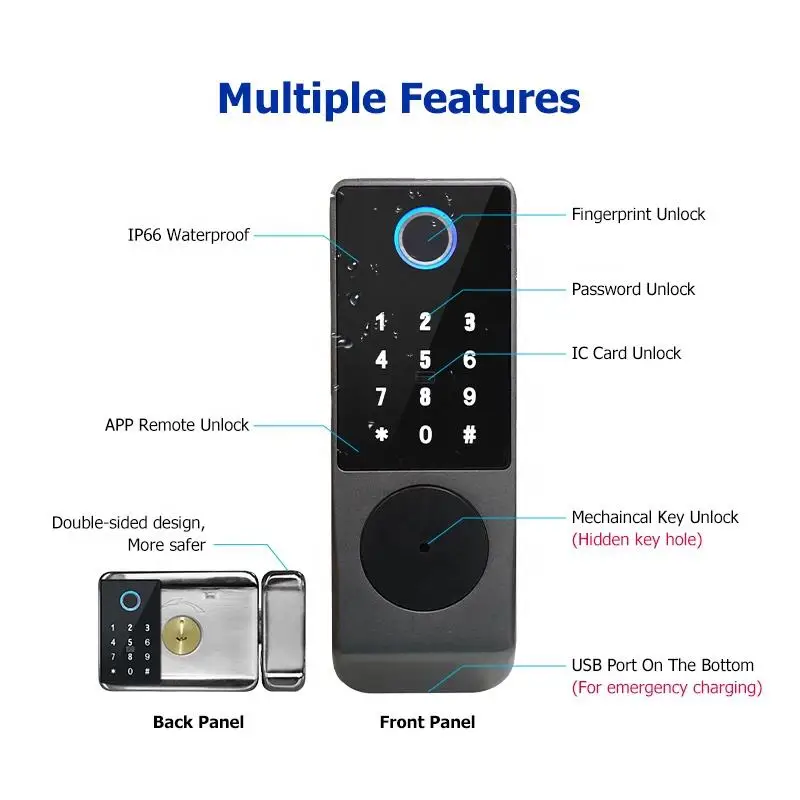 Luxury TUYA WIFI Digital Door Knob Rfid Card Key Digit Fingerprint ...