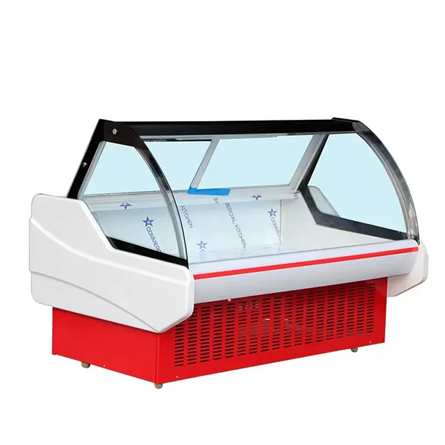 Glass Door Meat Display Chiller Deli Meat Display Case Fish Cooling ...