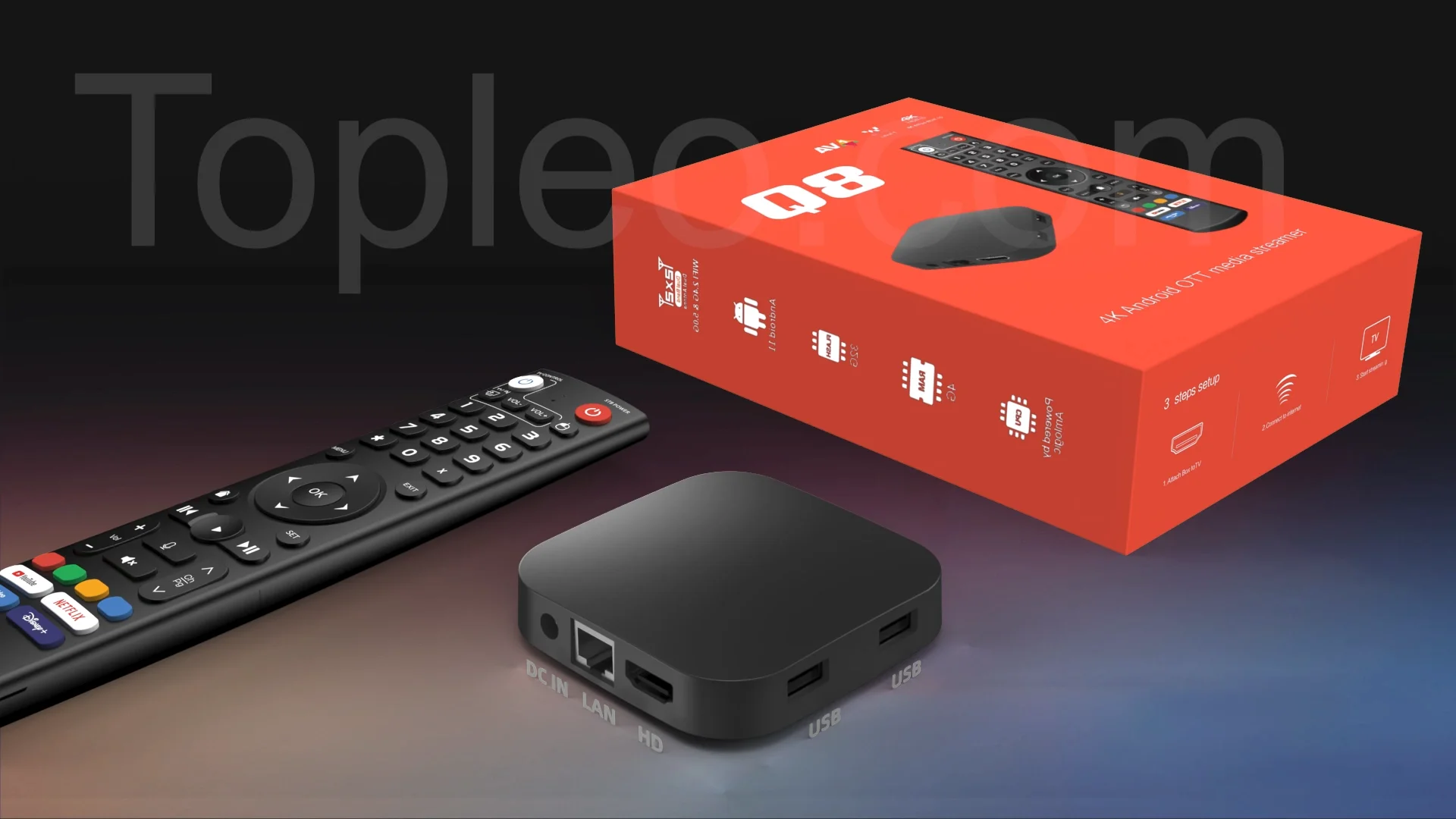 Topleo 4k Hd Ota Upgrade Q8 Android Tv Box Certified Voice Remote ...