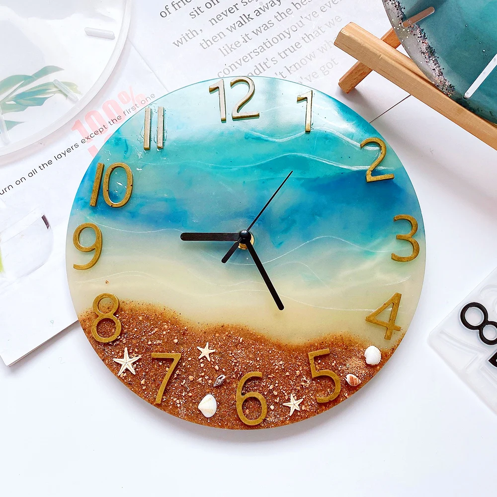 Dm744 Silicone Resin Molds Epoxy Clock Big Round Cement Clock Mould And ...