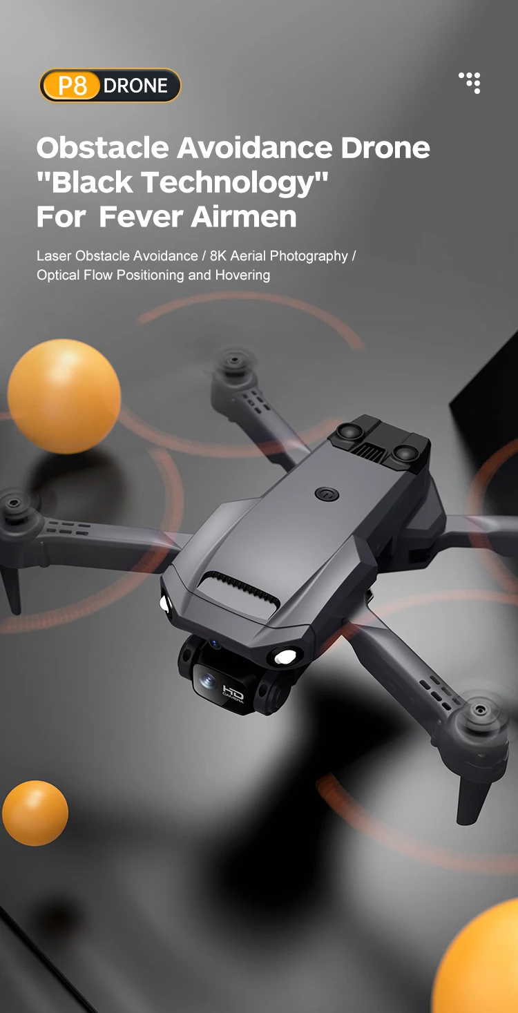 P8 Drone 8k With Esc Hd Dual Camera 4k 5g Wifi Fpv 360 Full Obstacle ...
