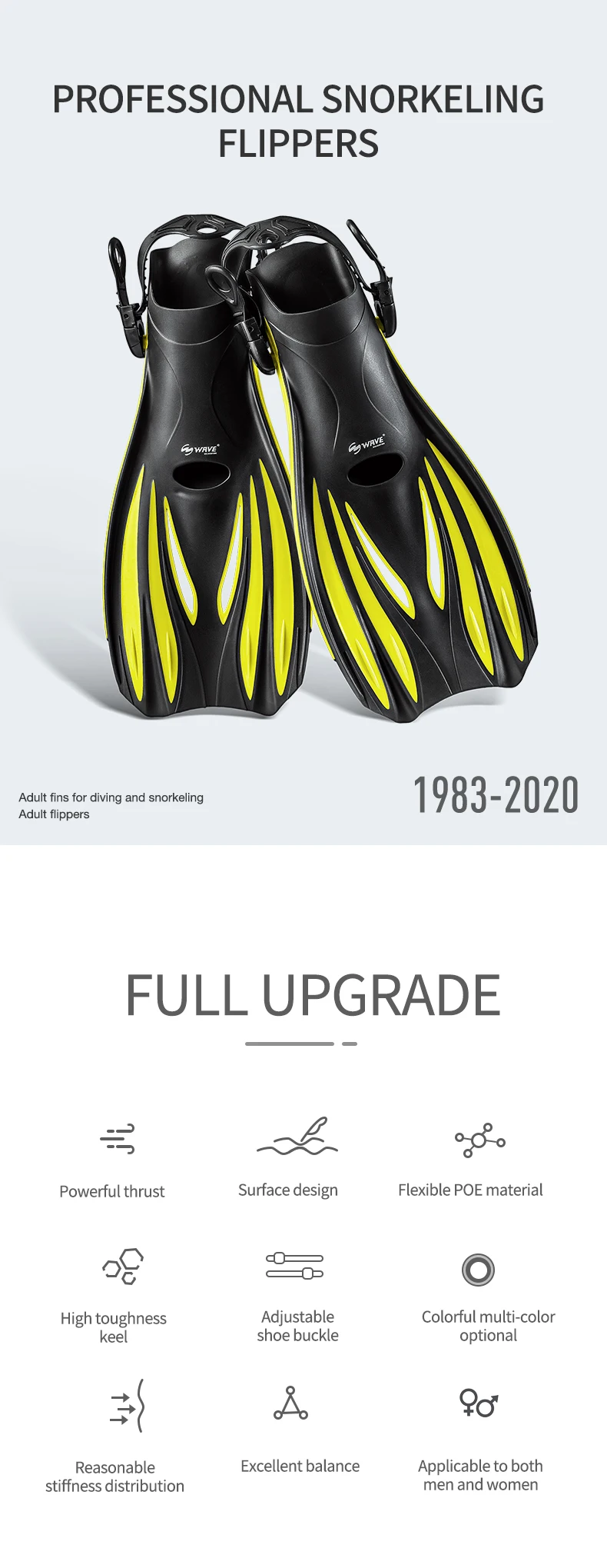 WAVE Snorkel Fins - Adjustable, High-Quality Swimming Flippers