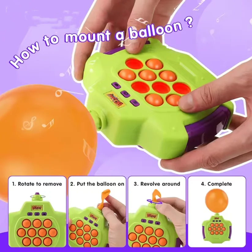 2024 New Balloon Boom Fast Push Bubble Game Quick Push Pop Light-up ...