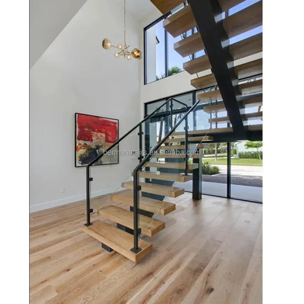 DIY Deluxe Industrial Minimalist Indoor Duplex Straight Staircase ...