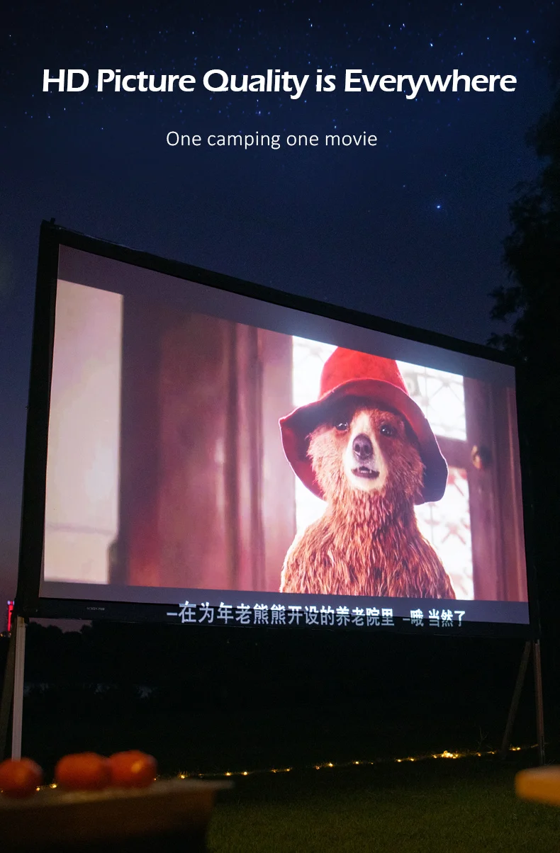 Projector Screen with Stand 144 Inch 16:9 HD 4K Outdoor Indoor ...