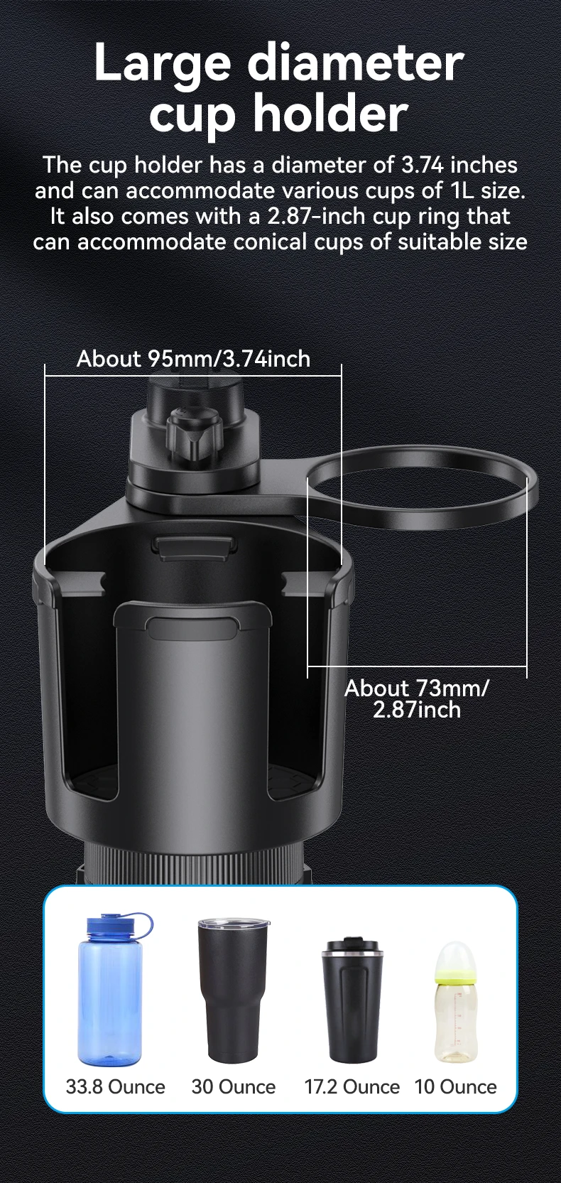 LCRTDS 2 in 1 Car Drink Holder Extendable Phone Mount Adjustable Arm ...