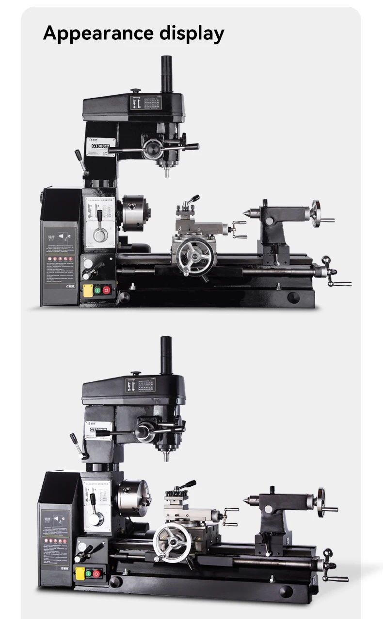 3 in 1 Bench Top Metal Lathe Milling CT300 Combo Machine - 750W, CE/ISO ...