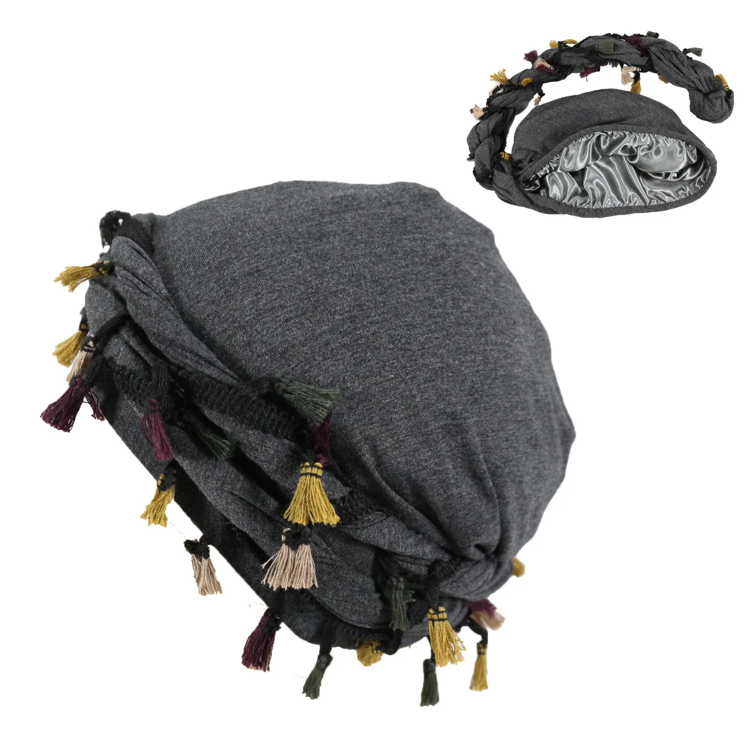 HZM-23207 Men Halo Turban Durag With Tassels Satin Lined Durag Tied ...