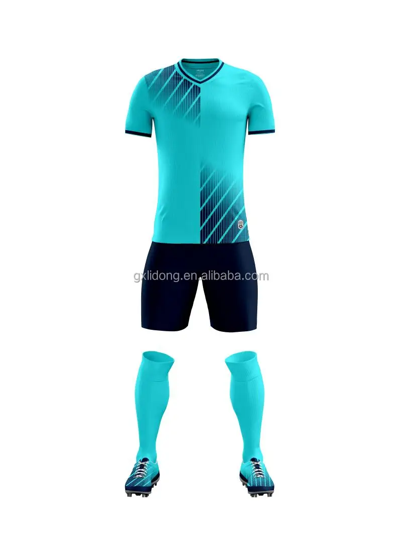 Blue Football Team Uniform Sets - Quick Dry Soccer Jerseys