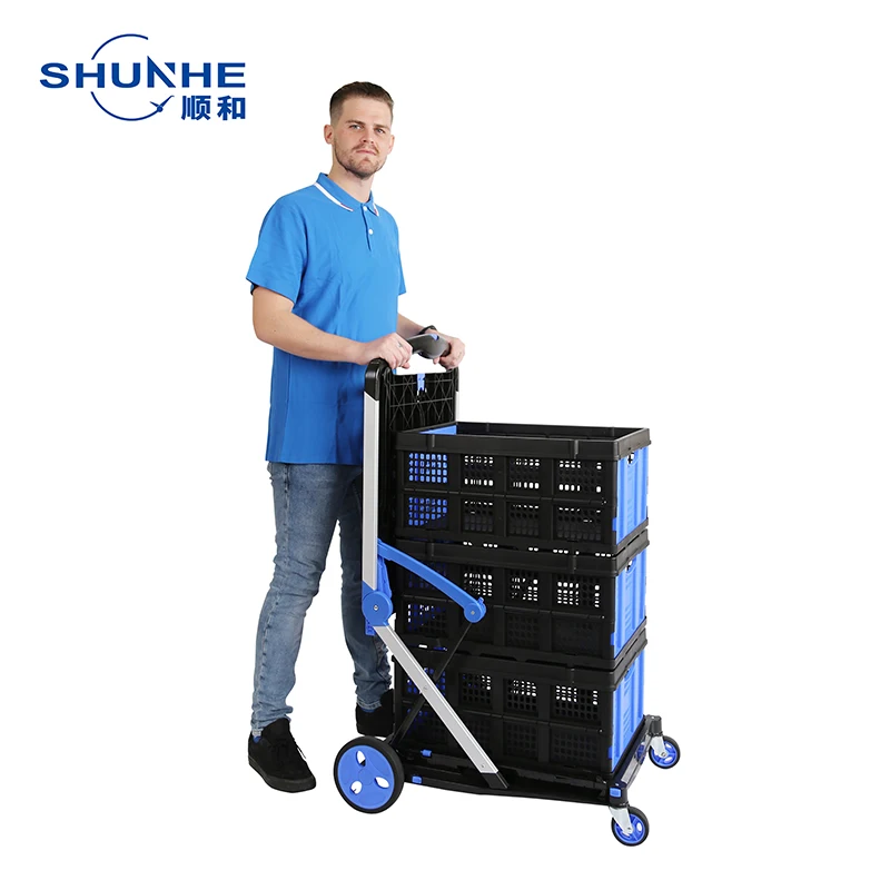 Folding Pull Rod Cart Pulling Goods Dolly Logistics Hand Truck Aluminum ...