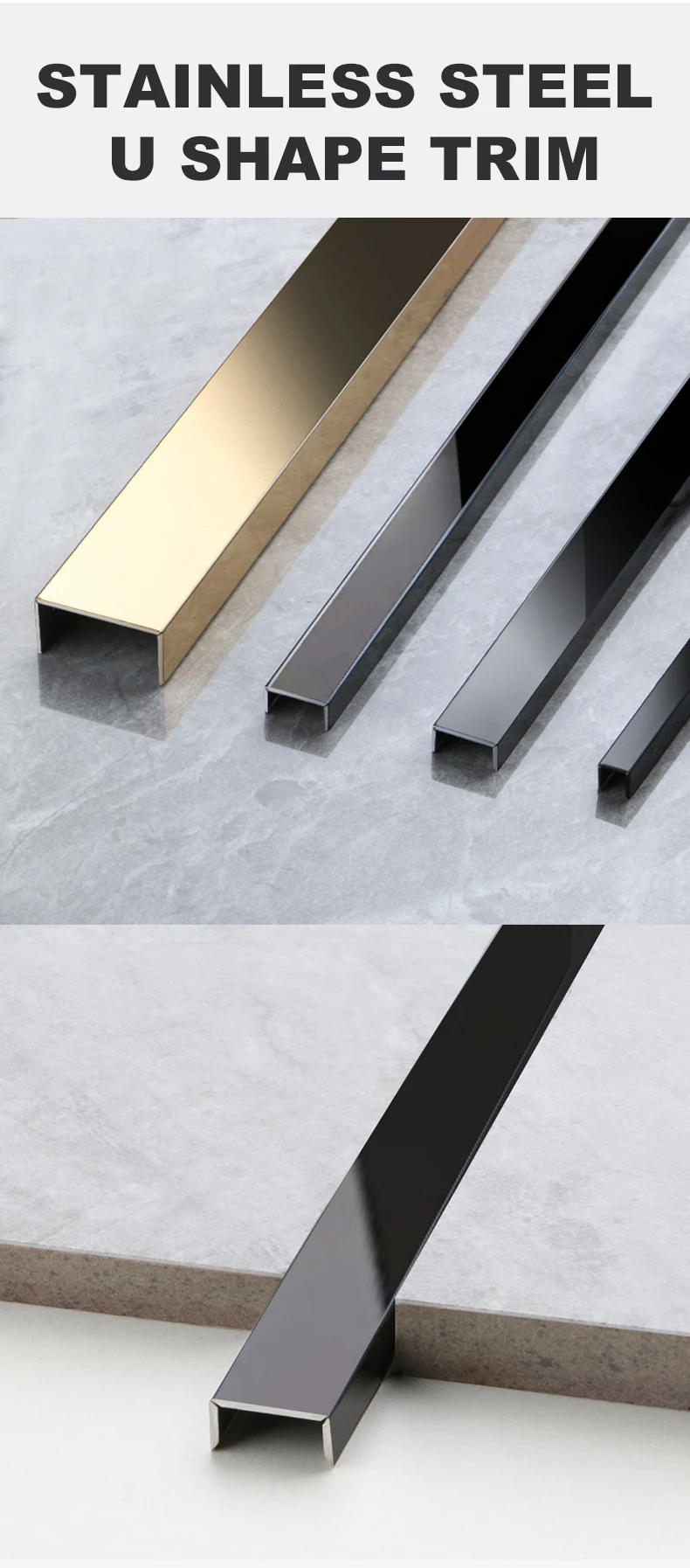 Foshan Factory Tile Accessories Stainless Steel Tile Trim For Wall ...