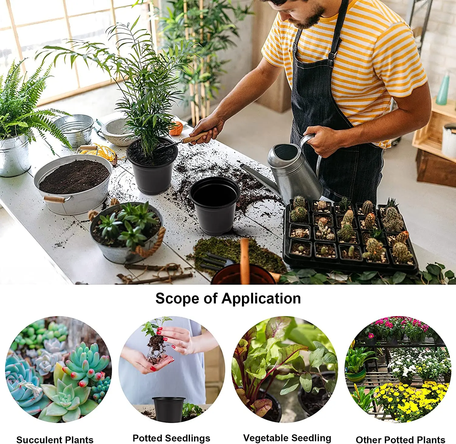 150 Pcs 4" Black Plastic Plants Nursery Pot,Seed Starting Pots - Buy ...