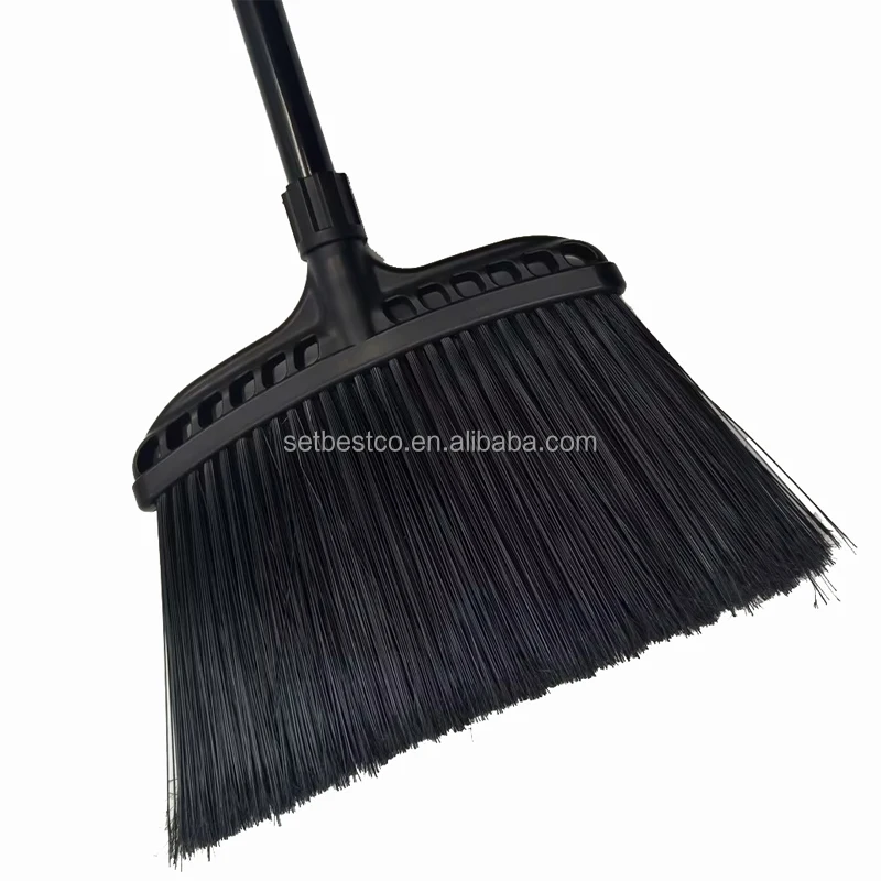 14-inch Plastic Large Angle Broom With Flagged Bristle And Long Steel ...