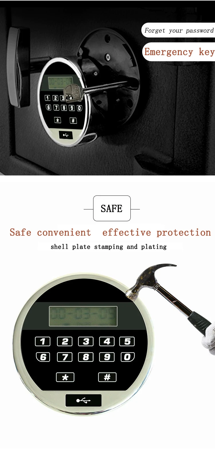 New Display Screen Swing Bolt Safe Deposit Box Lock With Keypad ...