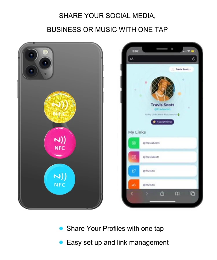 Instagram Share Stickers - NFC Tag with Customizable Logo