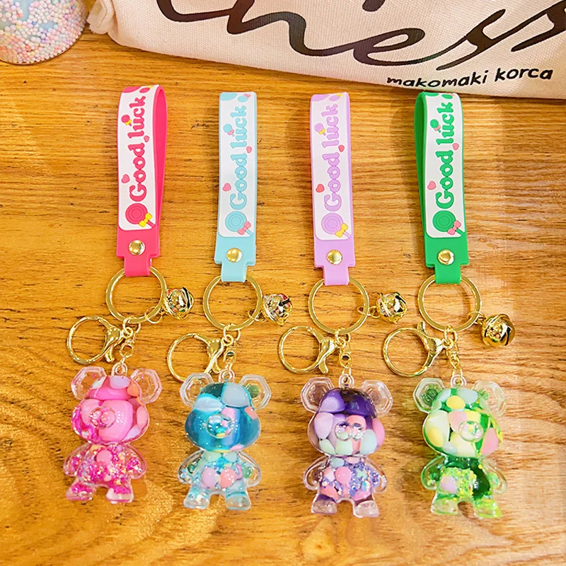 Kawaii Cute Violent Bear Shape Boba Transparent Acrylic Keychains