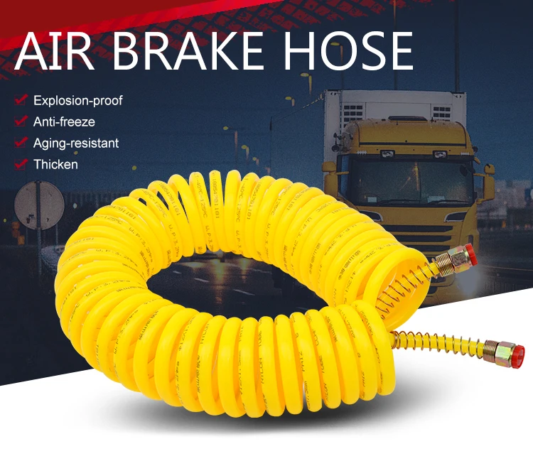 15 or 18 Feet Blue and Red Coiled Air Hoses for Semi Truck Tractor ...