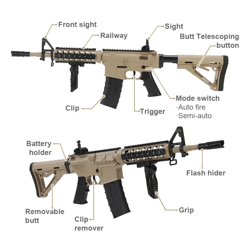 Gel Bullet Toy Gun M4a1 Water Gel Splatter Blaster Bolas Electric ...