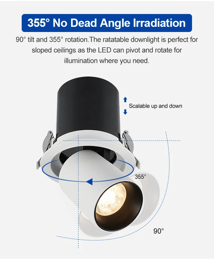30w Aluminum Highlight Downlight 360 Degree Rotating Ceiling Recessed ...
