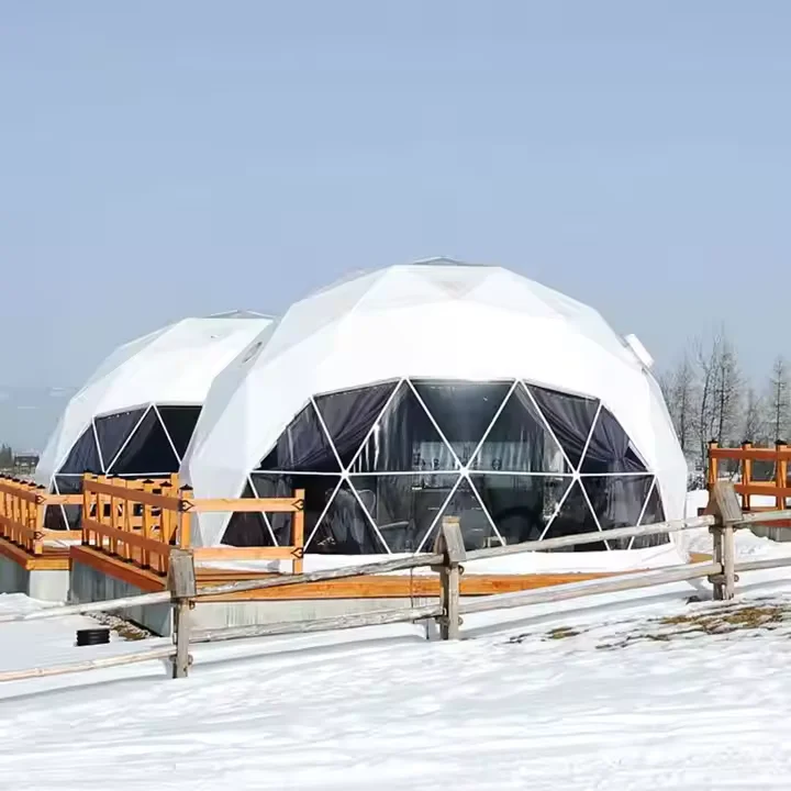 Outdoor Winter Prefab Igloo House Glamping Hotel Dome Tent With Stove ...