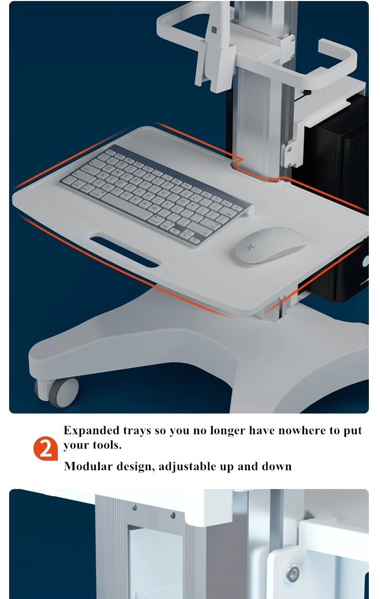 Height Adjustable Mobile Cart - Ideal for Hospital Trolleys