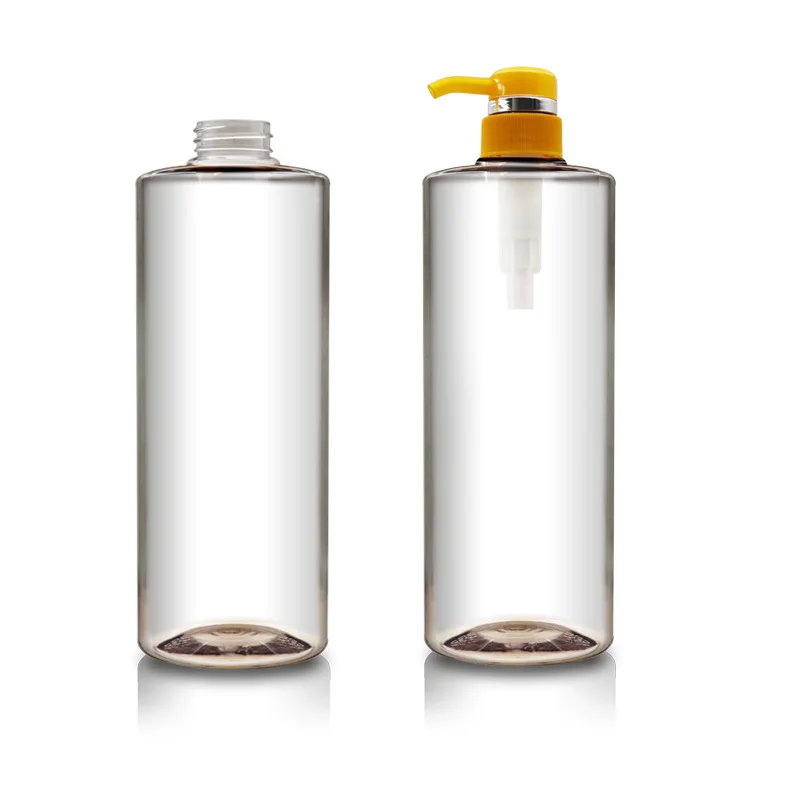 1 Liter Clear Plastic Bottle Empty Pet Plastic Round Shaped Pump Shampoo Packaging Conditioner ...