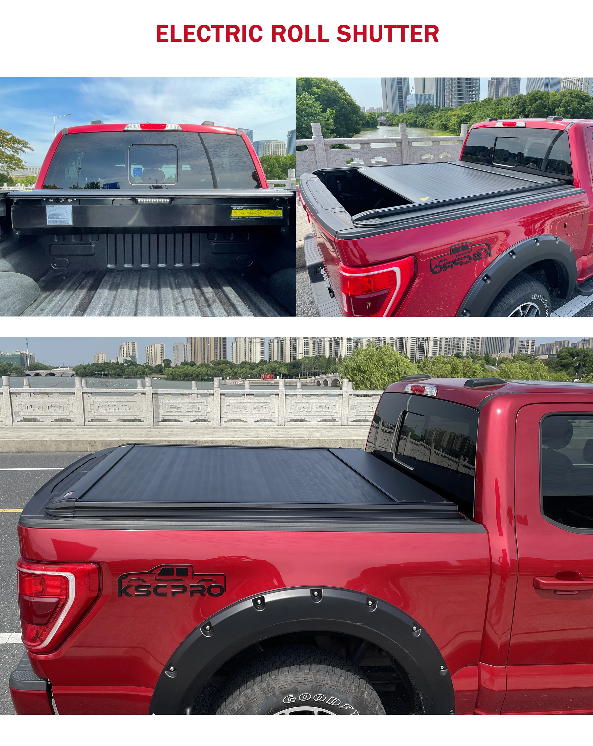 KSCAUTO Electric Retractable Roller Shutter Truck Bed Tonneau Cover for ...