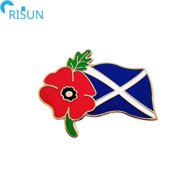 Customized Enamel Lest We Forget Remembrance Day Flag Poppy Lapel Pin ...