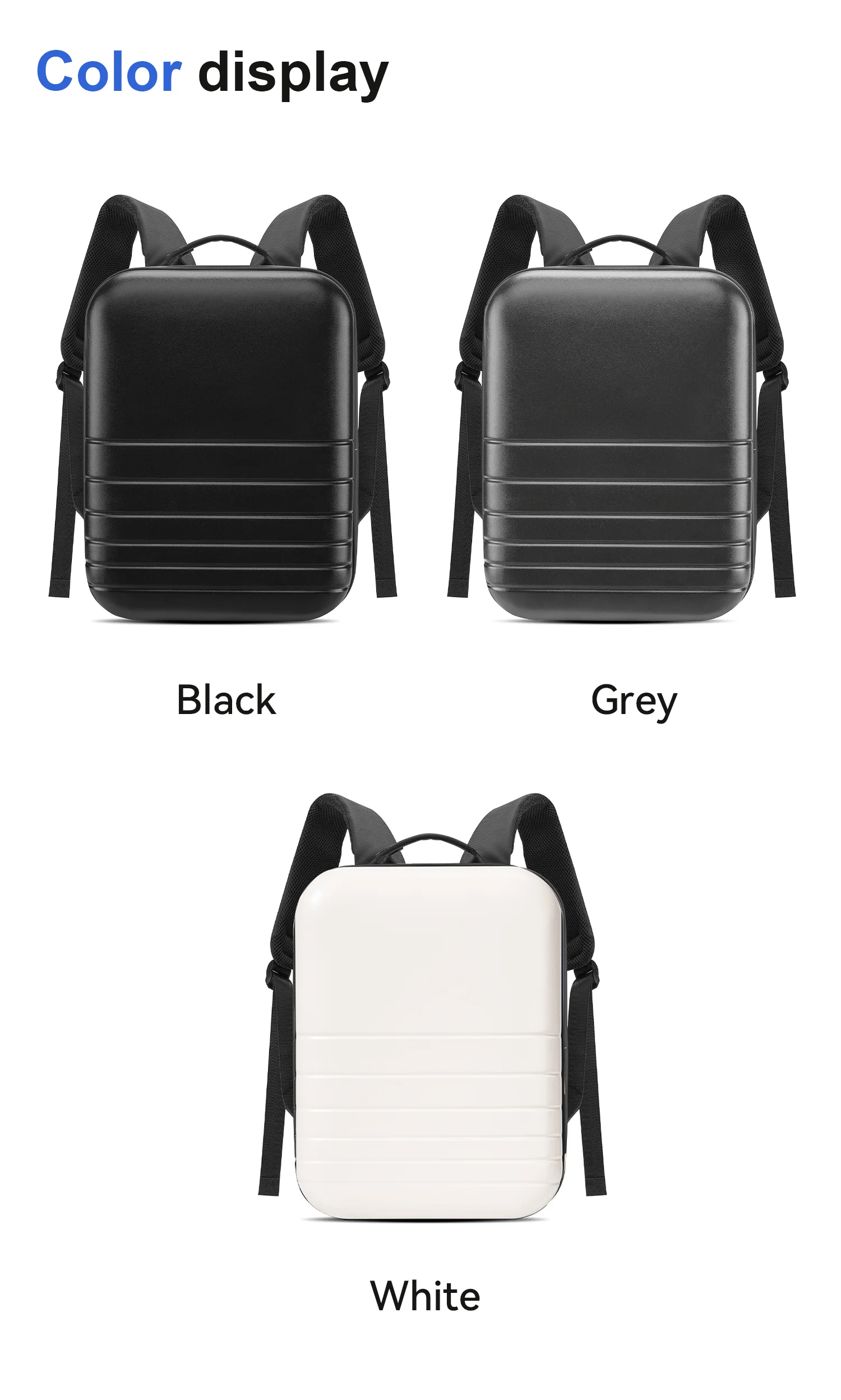 Waterproof Hardshell Backpack with Luggage Straps Daily Travel Casual ...