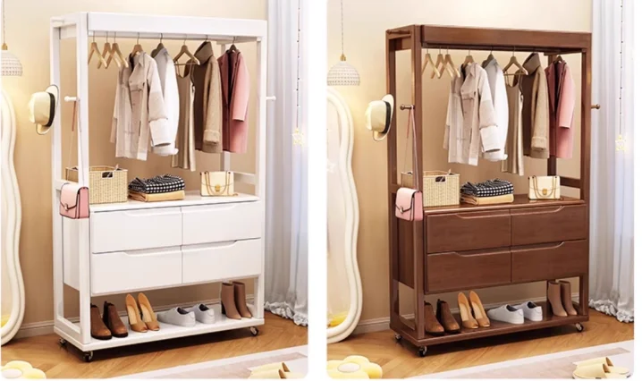 Solid Wood Cloak Rack - Versatile Storage for Living Spaces