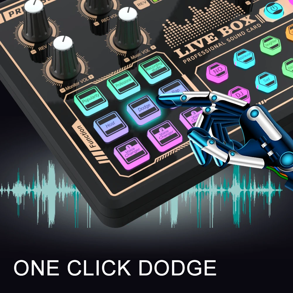 Huayi Voice V9 Mic Audio Mixer - Professional Podcast Equipment