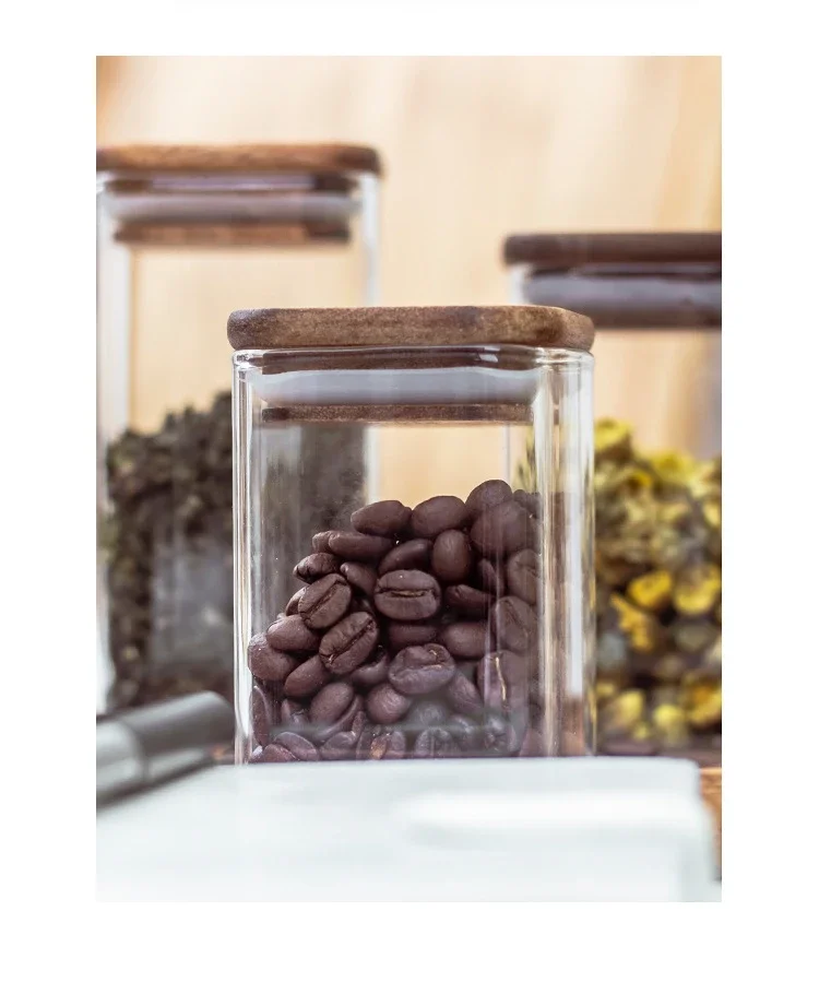 Small Square Glass Jar Sealed Cans For Tea Snack Storage Kitchen ...