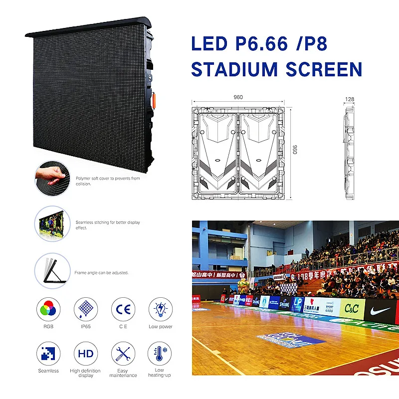 P10 P16 Sport Perimeter Outdoor Led Screen For Football And Basketball ...