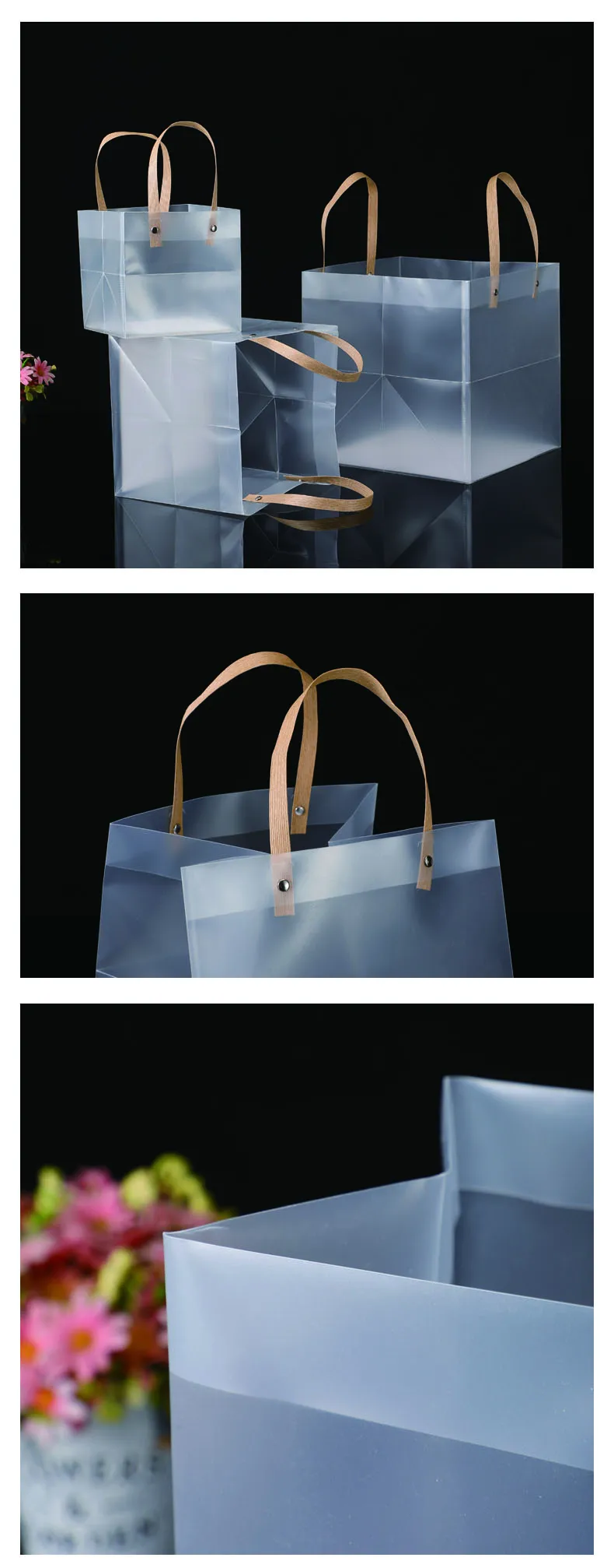 Polypropylene Pp Plastic Frosted Pvc Transparent Tote Shopping Bags ...