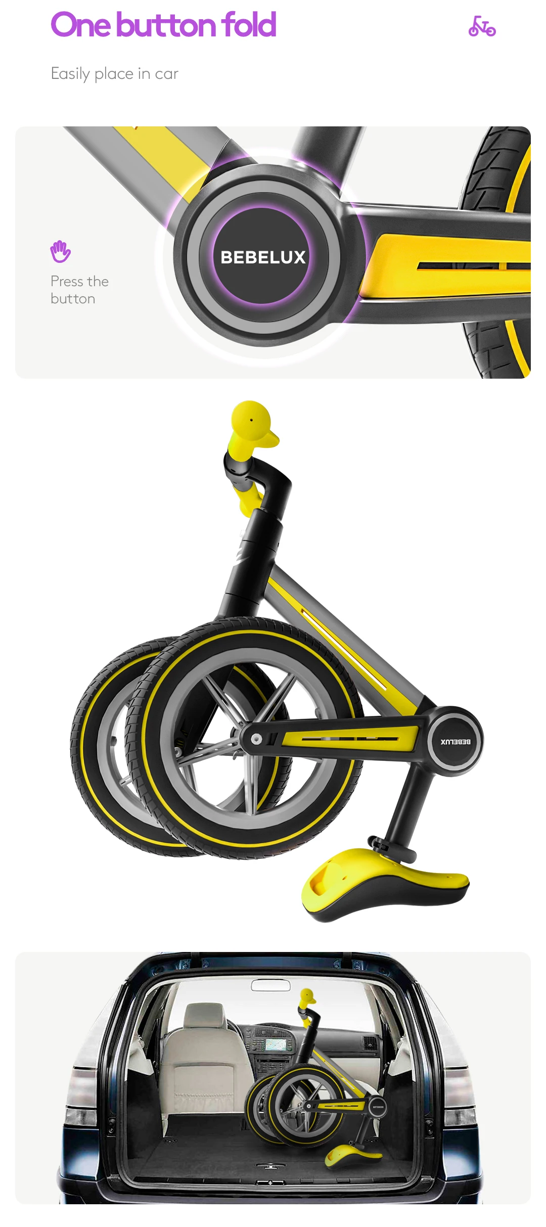 Bebelux Wholesale Foldable Mini Balance Bike Child Push 12 Inch Children Bicycle Kids Bike Kids ...