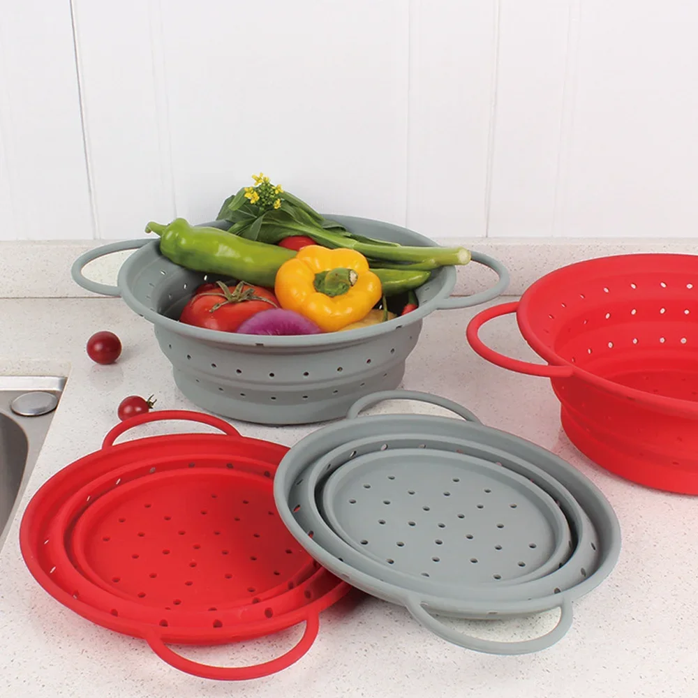 Silicone Round Fold Able Strainer Collapsible Strainer Colander ...